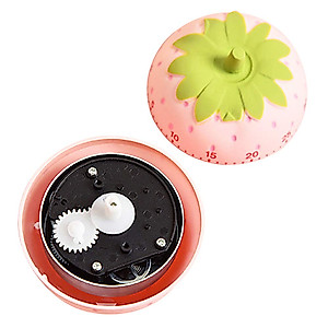 MONLIYA Kitchen Timer Cute Fruit Cookie Kitchen Timer | Novelty Manual Cooking Timer | Fun Shaped Mechanical Timer for Kitchen Alarm Home Desktop Decor (Strawberry) Windup