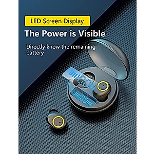 Bluedio D3 Wireless Earbuds, in-Ear Earphones with Charging Case, Car Headset Built-in Mic Support Wireless Charging for Cell Phone, Sport, Black