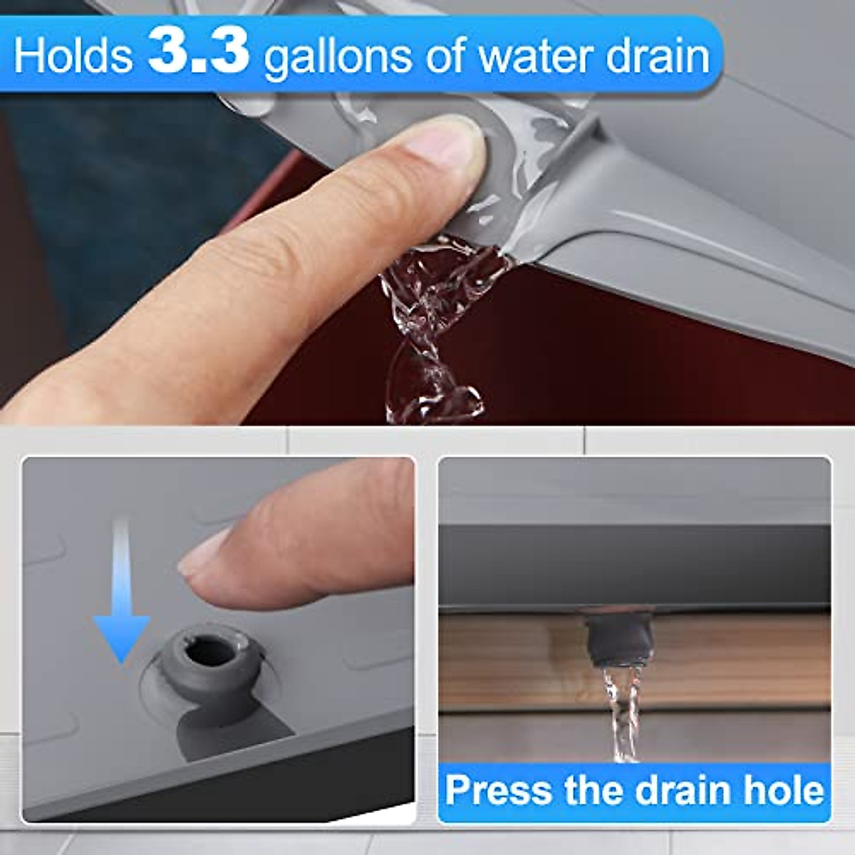 Under Sink Mats for Kitchen Waterproof | Under Sink Cabinet Mats and Protectors, 34" x 22" Silicone Under Sink Drip Tray ,Cabinet Mat Liner Protector for Kitchen Bathroom
