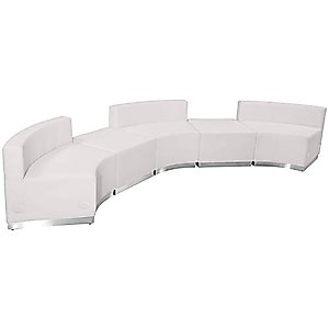 Flash Furniture HERCULES Alon Series White LeatherSoft Reception Configuration, 5 Pieces