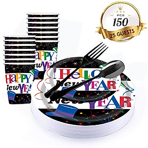 Halloween Party Paper Plate Tableware Set - Witch Party Plates with Tablecloths Serve 25, Trick or Treat Halloween Plates and Cups and Napkins sets, Perfect for Kids School, Office Party Decoration