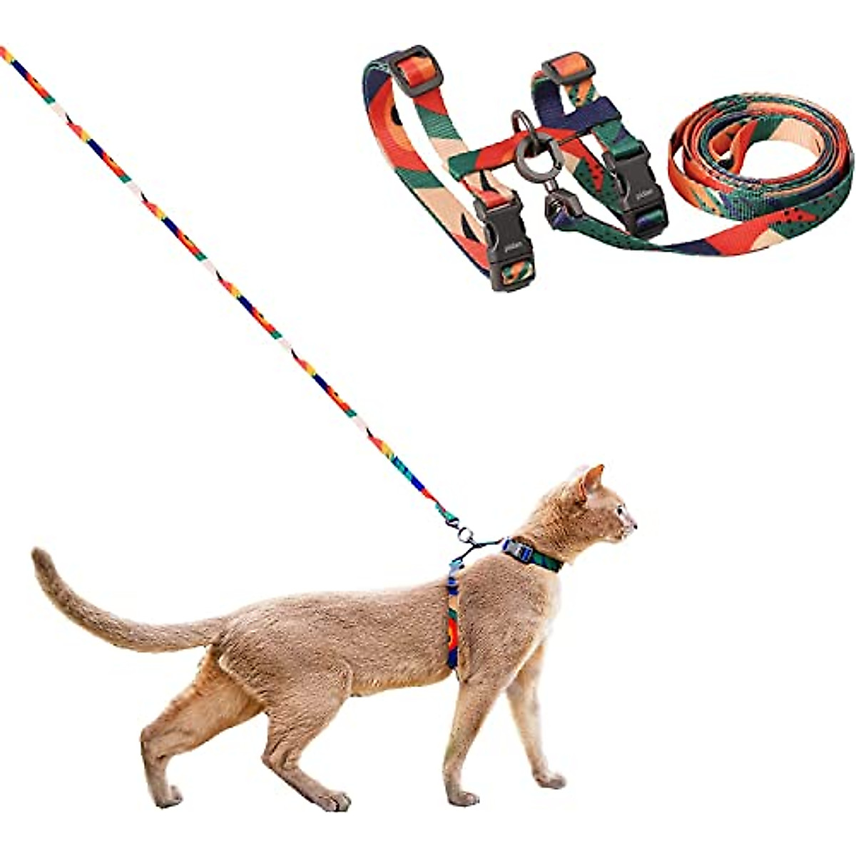 pidan Cat Harness and Leash Set, Cats Escape Proof - Adjustable Kitten Harness for Large Small Cats, Lightweight Soft Walking Travel Petsafe Harness（(Multicolor）
