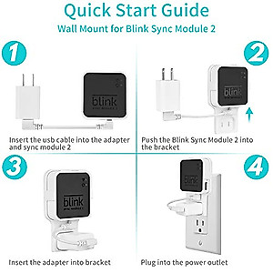Outlet Wall Mount for Blink Sync Module 2, Mounting Bracket Holder with Short Cable for All-New Blink Outdoor Indoor Home Security Camera Sync Module, No Messy Wires or Screws