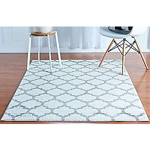 Unique Loom Trellis Collection Modern Morroccan Inspired with Lattice Design Area Rug, Rectangular 4' 1" x 6' 1", Beige and Gray/Gray