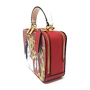COACH Women's Box Crossbody (Crossgrain Leather - Cruella Motif - Red Apple Multi)