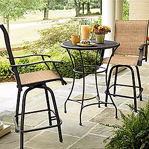 Devoko Patio Bar Stools Set of 2 All-Weather Outdoor Patio Furniture Set Counter Height Tall Patio Swivel Chairs for Bistro, Lawn, Garden, Backyard