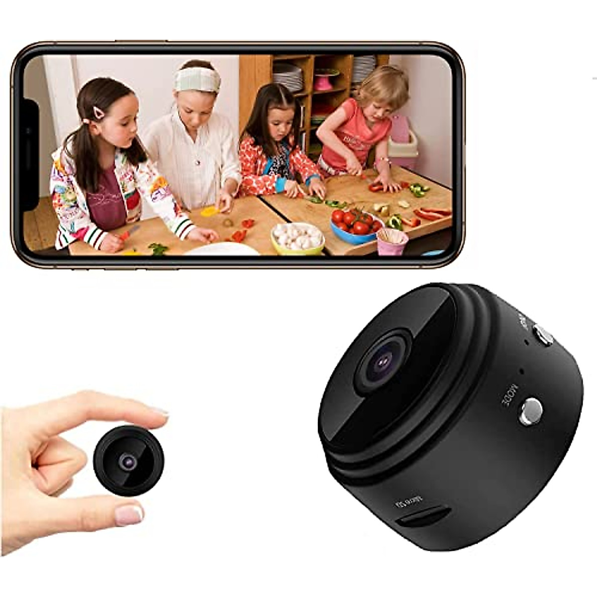 AICAM Hidden Cameras for Home Security, 1080p HD Mini Spy Camera Wi-Fi Wireless, Small Nanny Camera Indoor with Remote View, Motion Detection, Night Vision, Tiny Spy Cam