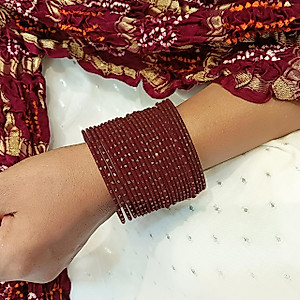 Efulgenz Indian Bangles Set Bollywood Plain Metal Bangle Bracelets Wedding Bangles Costume Jewelry for Women