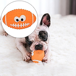 IEUDNS Squeaky Dog Toys Cartoon Dog Balls with Squeaker Rubber Latex for Small and Medium Breed, Orange Rugby