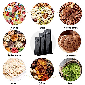 EIOFG Packaging Coffee Bags with Valve(8oz/ 0.5lb, 100PCS), High Barrier Flat Bottom Stand Up for Coffee Bean Storage, Heat Sealable Resealable Bags for Small Business Home, Store (Black)