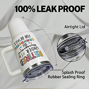 Retired Tumbler Retirement Gifts for Women Grandma - Retired Under New Management See Grandkids For Details Tumbler, 40 oz Tumbler with Handle and Straw, Reusable Stainless Steel Retirement Mug