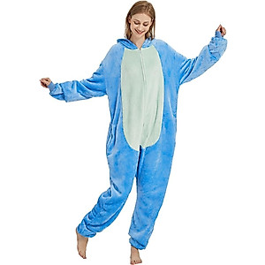 MWLOVER Adult Stitch Onesie Halloween Unisex Animal Costume Cosplay Pajamas Jumpsuit(Small)