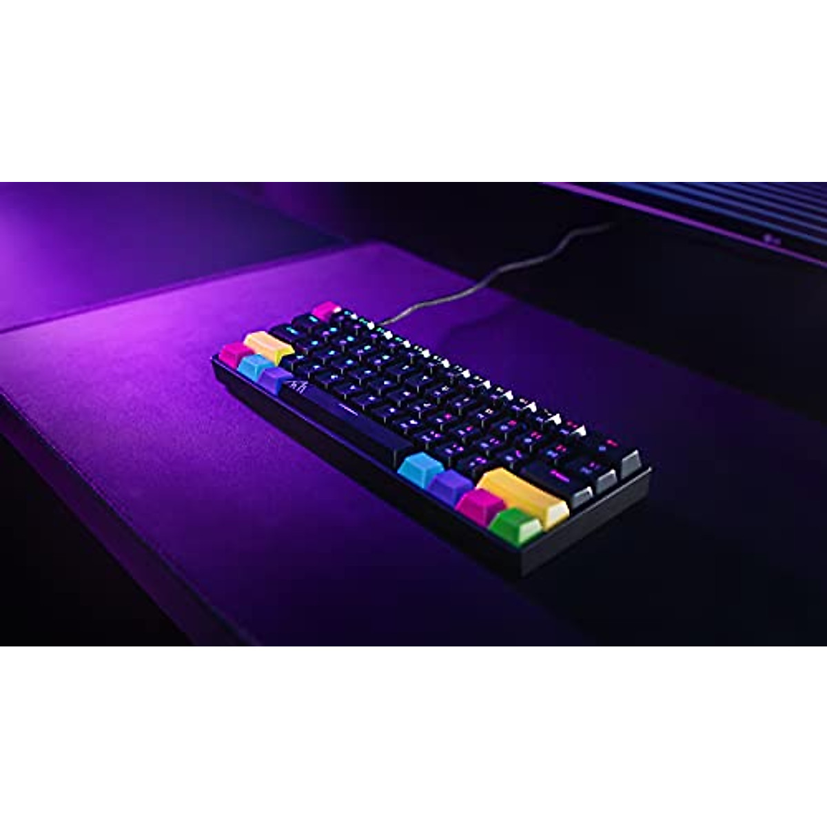 ASCENY GK61 - Hot-Swappable 60% Mechanical Keyboard with Extra Colorful Keycaps, RGB Lights, Spill Proof, Optical Switches (Gateron Blue)