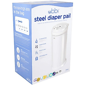 Ubbi Steel Diaper Pail and OXO Tot Perfect Pull Wipes Dispenser - Gray