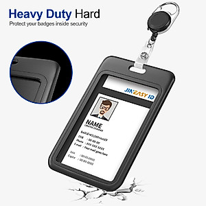 2 Pack Hard Plastic Vertical ID Badge Holder Slide Open ID Card Holder by Jineasy ID