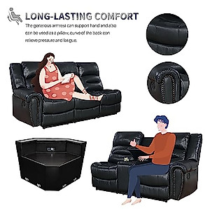 Nathaniel Home Leather Reclining Sectional, Black