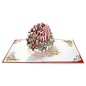 CUTPOPUP Birthday Card Pop Up, Mother's Day, 3D Greeting Card (50th Happy Birthday)