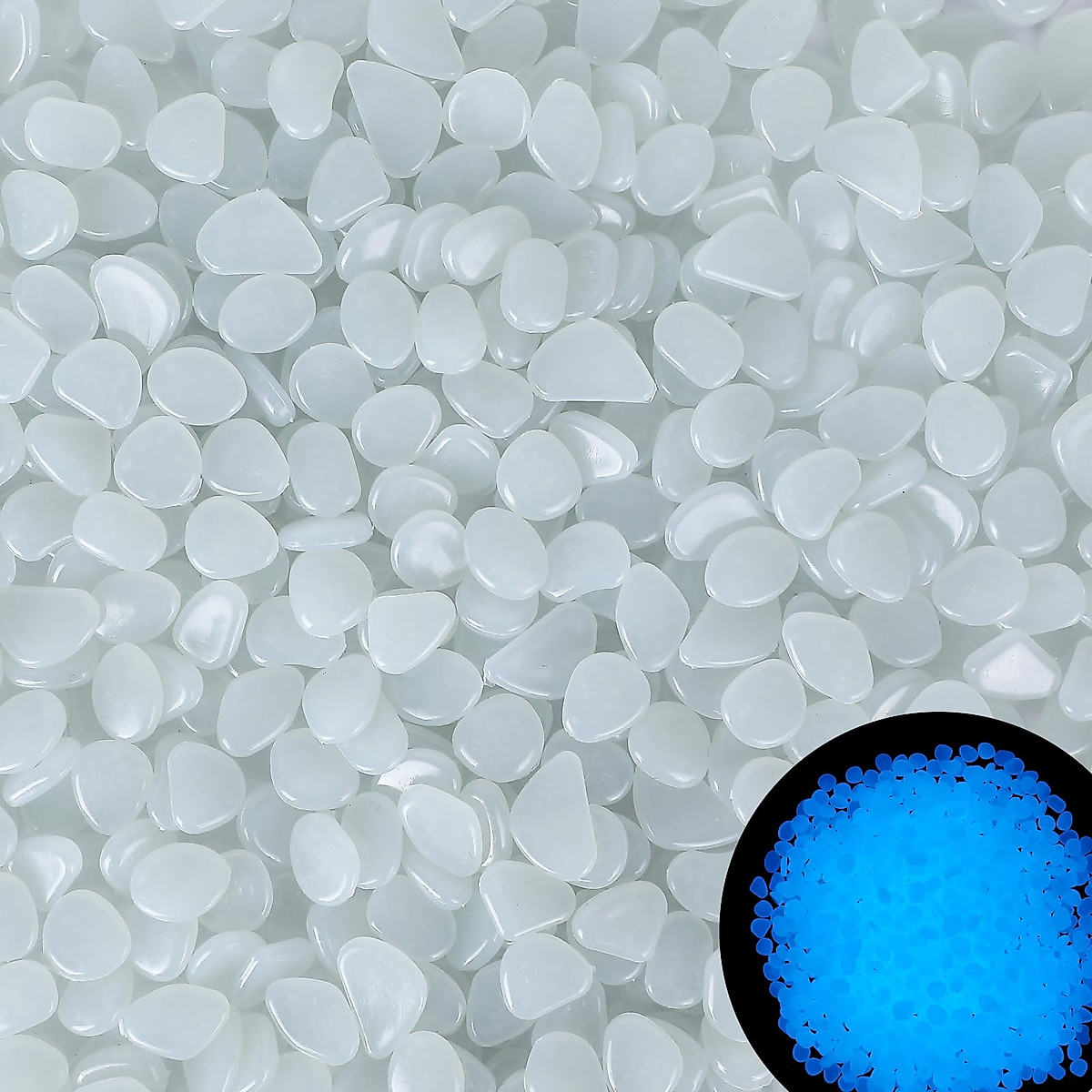 200pc Luminous Stone Glow Stones Pebbles Glow in The Dark Pebbles for Walkway Backyard Pathway Lawn Potted Plant Flower Decor,White