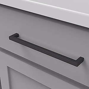 Hickory Hardware Solid Core Kitchen Cabinet Pulls, Luxury Cabinet Handles, Hardware for Doors & Dresser Drawers, 8-13/16 Inch (224mm) Hole Center, Matte Black, Skylight Collection(Pack of 1)