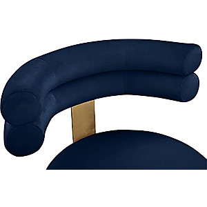 Meridian Furniture Fitzroy Collection Velvet Upholstered Dining Chair with Deep Channel Tufted Back, 24.5" W x 22" D x 29.5" H, Navy