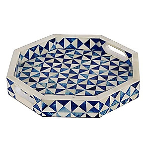 HANDICRAFTS HOME 12x12 Octagon Multi Decorative Tray Breakfast Coffee Table Top Vintage Handmade Serving Tray
