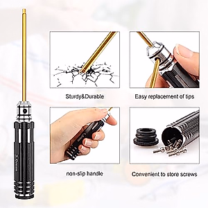 AIMROCK RC Car Repair Work Stand 360° Rotation Lift/Lower 520P RC Screw Fastener Box 4P RC Hex Screwdriver Tool Kit for 1/8 Buggy 1/10 1/12 1/16 RC Drift Car Monster Truck Crawler (Black)