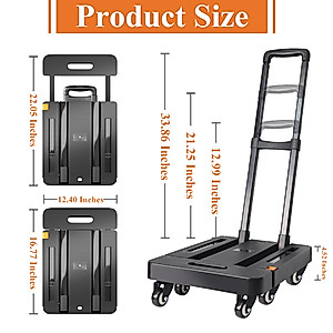 Crysta Lemon Heavy-Duty Dolly Cart - Versatile Folding Hand Truck with Secure Button Lock - Compact Foldable Moving Cart