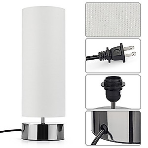 Touch Control Nightstand/Table Lamp Bedside Minimalist Desk Lamp Modern Accent Dimmable Touch Light with Cylinder Lamp Shade Night Light for Bedroom Living Room Kitchen, E26 Bulb Included
