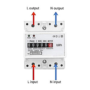 Electric Meter, KWh Meter, Single Phase 4P LED DIN-Rail Electricity Power Consumption Wattmeter Energy Meter, 10-40A