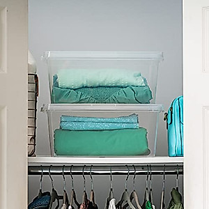 IRIS USA 17 Qt Clear Storage Box, BPA-Free Plastic Stackable Bin with Lid, 12 Pack, Containers to Organize Shoes and Closet Shelves, Classroom Organization Teacher Tools, Game Storage