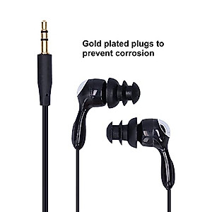 PUSOKEI Short Cord Waterproof Headphone, IP68 Waterproof Shortline in-Ear Tree Earplugs Waterproof Earphone Suitable Fit for Swimming Surfing Running(Black)