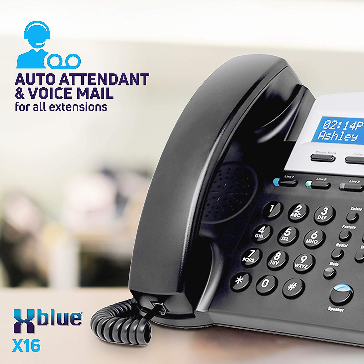 XBLUE X16 Small Business Phone System Bundle with (4) Phones - (6) Outside Line & (16) Phone Capacity - Includes Auto Attendant, Voicemail, Caller ID, Paging & Intercom