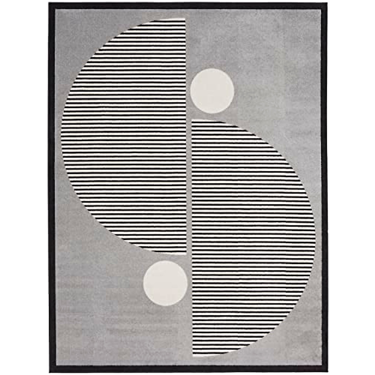 Nourison Modern Passion Geometric Grey/Black 7'10" x 9'10" Area -Rug, Easy -Cleaning, Non Shedding, Bed Room, Living Room, Dining Room, Kitchen (8x10)