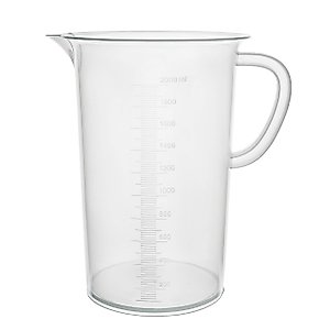 EISCO Plastic Pitcher, 2000mL (2L) - Molded Graduations - Chemical Resistant & Autoclavable Polypropylene - Measuring Jug