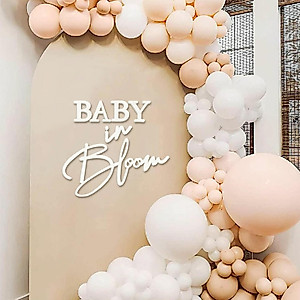 MASTRON Baby in Bloom Sign, 16”x24” Felt Letter Baby Shower Sign Baby in Bloom Party Decor Backdrop for Boy or Girl Baby Shower Gender Reveal 1st Birthday - White