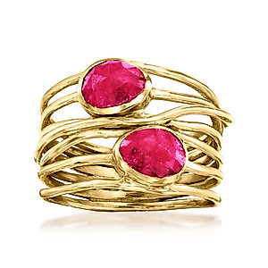 Ross-Simons Gemstone Highway Ring in 18kt Gold Over Sterling