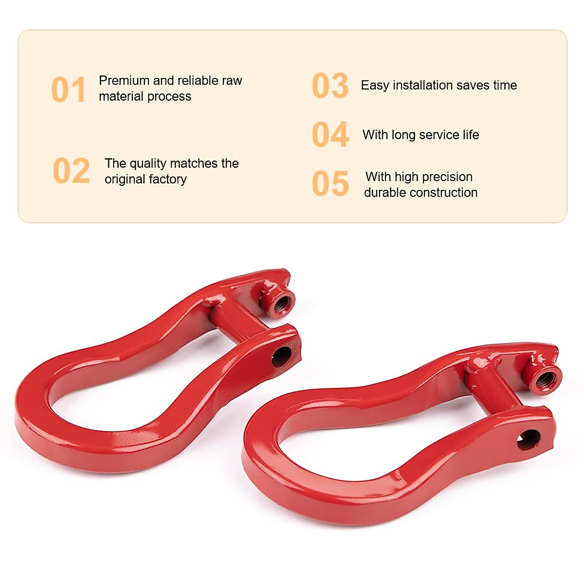 JDMON Compatible with Front Bumper Tow Hook Chevy Silverado 1500 Chevy Silverado 1500 2019 2020 2021 2022 Replaces 84280202 2Pcs (Red)