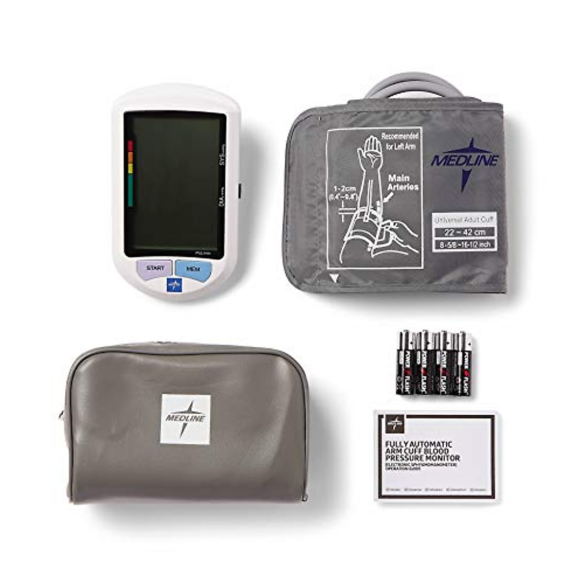 Medline Elite Automatic Digital Blood Pressure Monitor with Large Display Screen, Universal Upper Arm Cuff (fits arms 22-42 cm), Batteries and Carrying Case Included, MDS3001, Basic