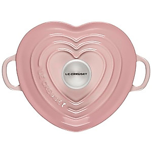 Le Creuset Signature Enameled Cast Iron Figural Heart Cocotte, 2 Quart, Shell Pink with Stainless Steel Knob