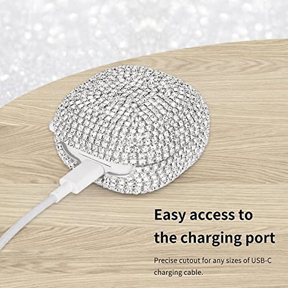 Case for Samsung Galaxy Buds 2 / Buds Live/Buds Pro/Buds 2 Pro, Filoto Cute TPU Earbuds Protective Case Cover with Shiny Disco Ball Keychain Accessories for Women Girls (Glittery Silver)