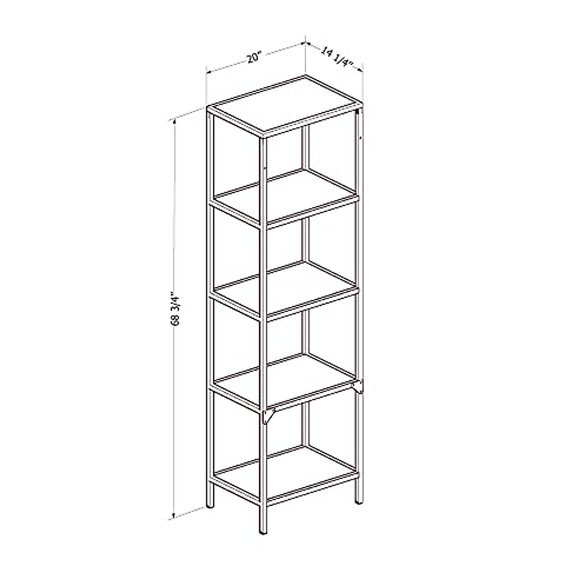 South Shore City Life 4-Shelf Narrow Bookcase, Pure Black