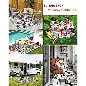 Sage Green Geometric Outdoor Rug for Patio/Deck/Porch, Non-Slip Large Area Rug 5 x 8 Ft, Black Gray Modern Abstract Art Indoor Outdoor Rugs Washable Area Rugs, Reversible Camping Rug Carpet Runner