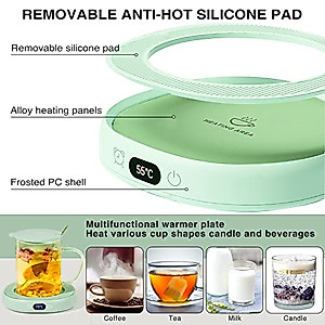 DUHEL Smart Coffee Mug Warmer for Drinks and Food,Candle Warmer Plate,Large Panel Heating Diameter Up to 130mm.Can be Used to Warmer Coffee,Milk,Tea,Cake,Egg Tarts,Candle Etc.(Green)