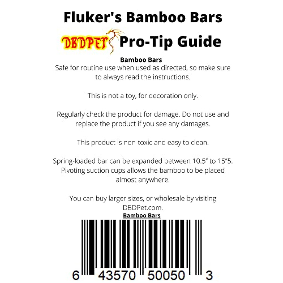 Fluker's Bamboo Bars for Reptiles and Amphibians Brown - Includes Attached DBDPet Pro-Tip Guide