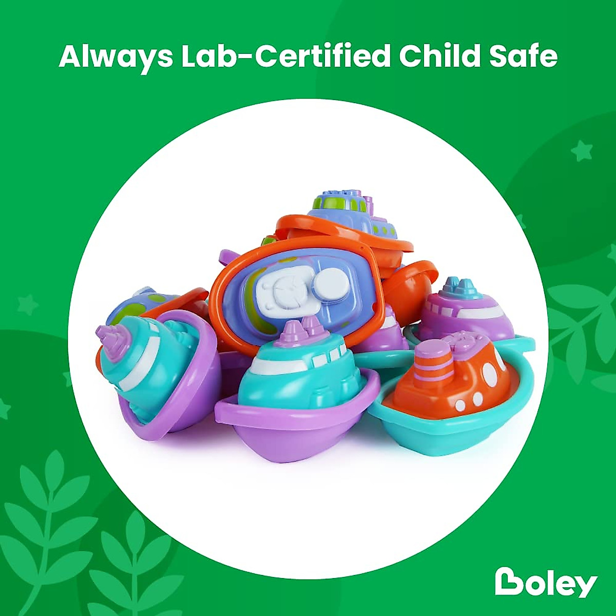 Boley Boats Bathtub Toys - 12 Pk Kids Bath Toys for Toddlers Ages 3+