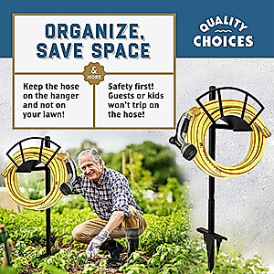 Garden Hose Holder Freestanding, Water Hose Holder, Hose Hanger Heavy Duty Garden Hose Reel Hose Rack, Hose Storage Hose Stand Decorative Hose Organizer for for Garden, Lawn,Yard, Black