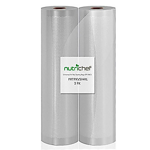 NutriChef Vacuum Sealer Bags 11x50 Rolls 2 pack for Food Saver, Seal a Meal, NutriChef, Weston. Commercial Grade, BPA Free, Heavy Duty, Great for vac storage, Meal Prep or Sous Vide