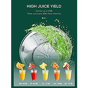 Juicer Machines, HOUSNAT Juicer Whole Fruit and Vegetables with 3-Speed Setting, Upgraded Version 400 W Motor Quick Juicing, Cleaning Brush and Juicing Recipe Included
