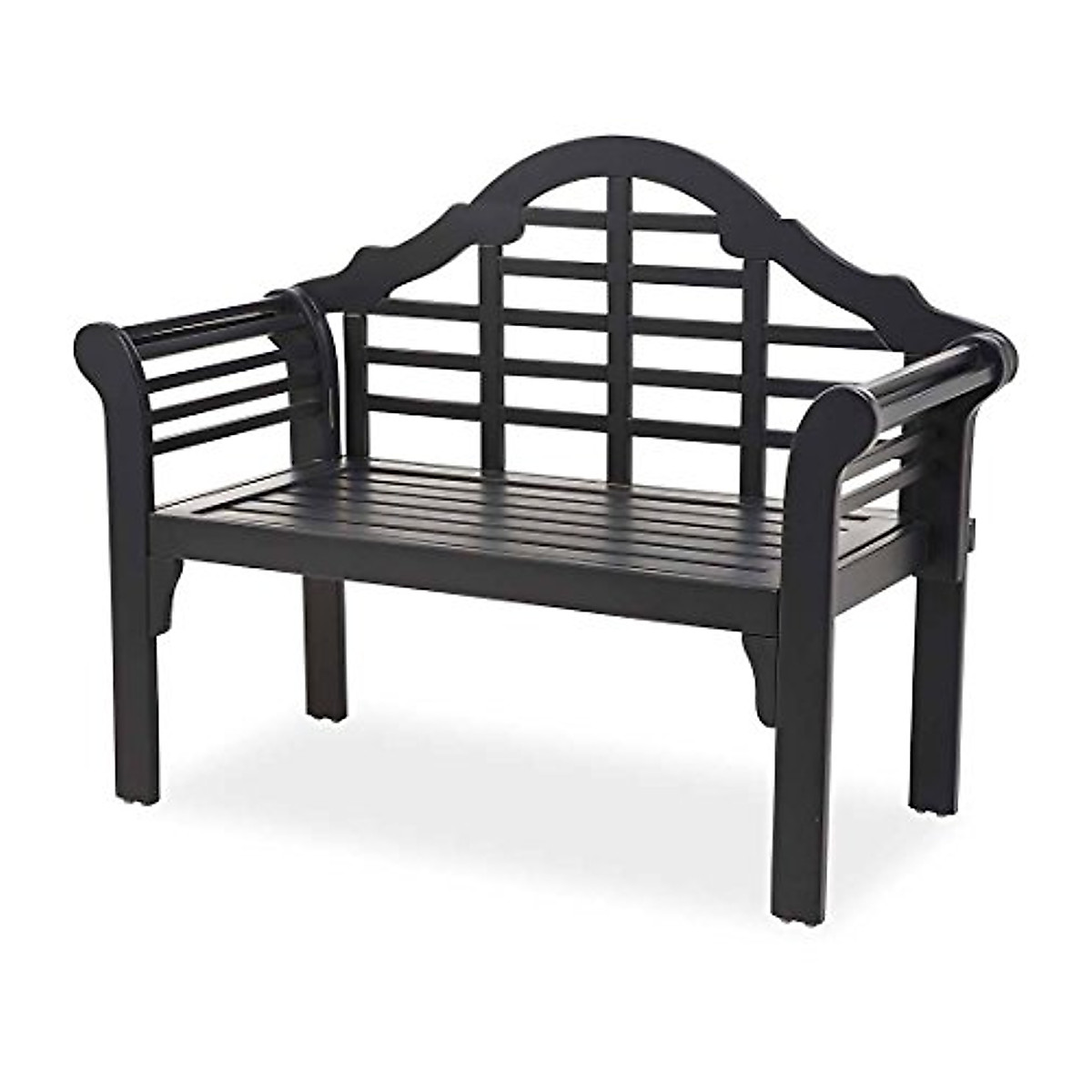 Plow & Hearth 62A79-BK Lutyens Eucalyptus Wood Garden Bench, Black