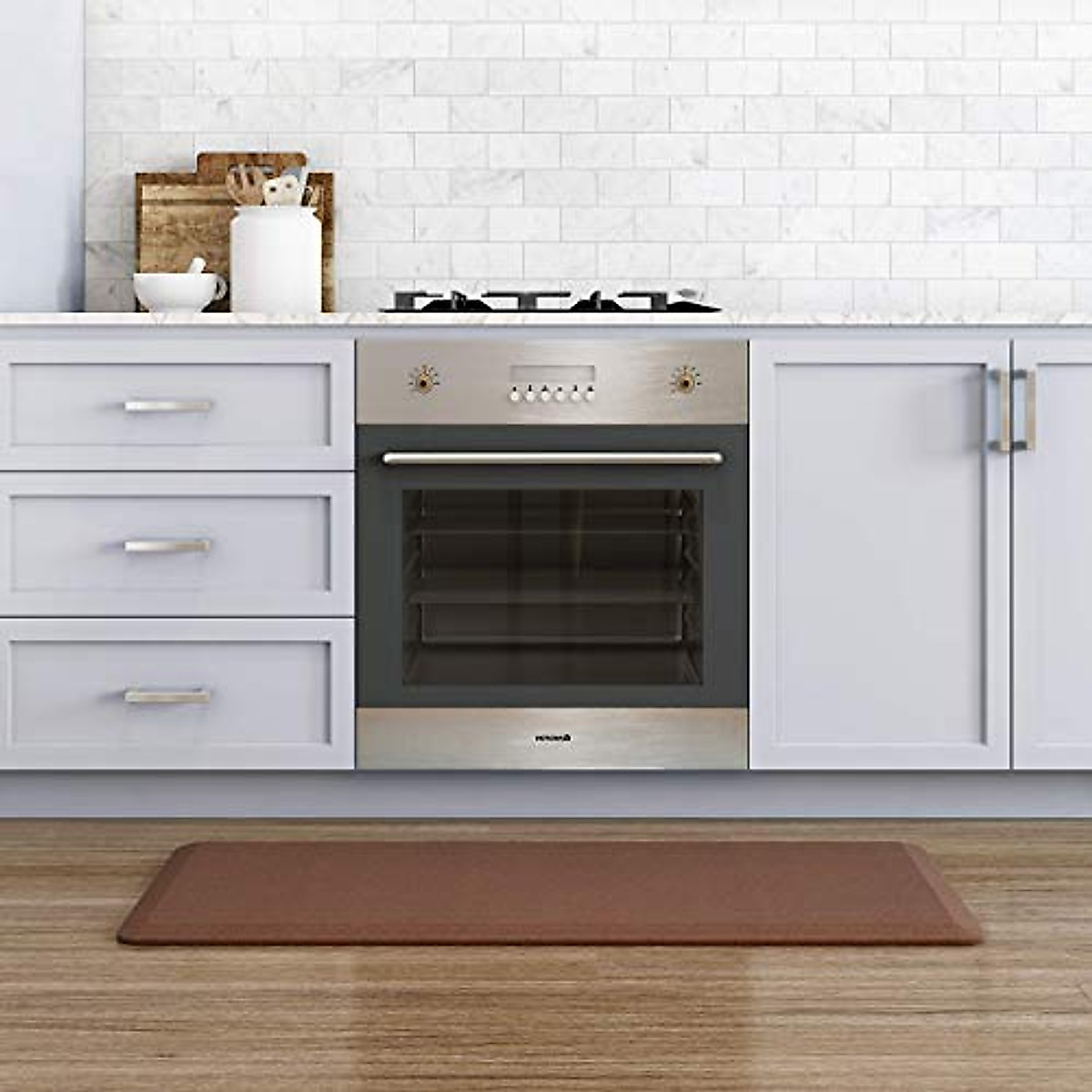 NewLife by GelPro Anti-Fatigue Designer Comfort Kitchen Floor Mat, 20x48”, Grasscloth Java Stain Resistant Surface with 3/4” Thick Ergo-foam Core for Health and Wellness